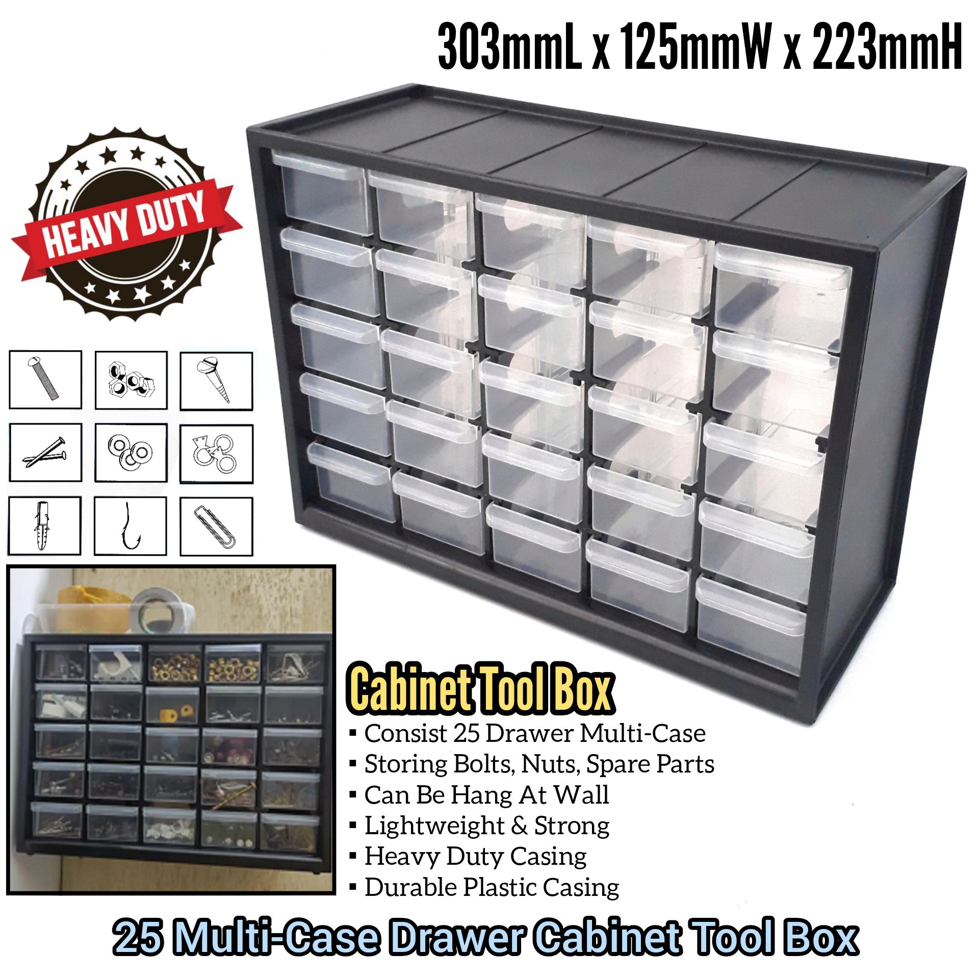 25 Drawers Multipurpose Parts Components Storage Box Cabinet - Aam ...